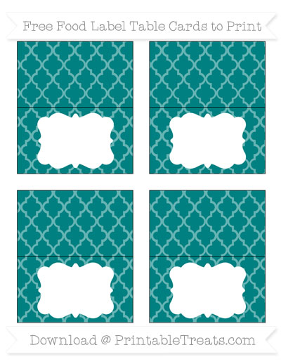 Free Teal Moroccan Tile Simple Food Labels — Printable Treats.com