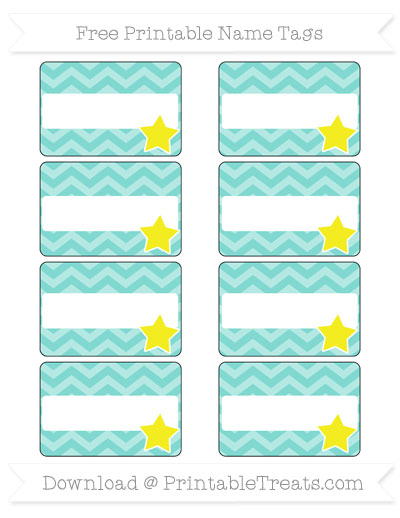 Free Tiffany Blue Chevron Star Name Tags — Printable Treats.com