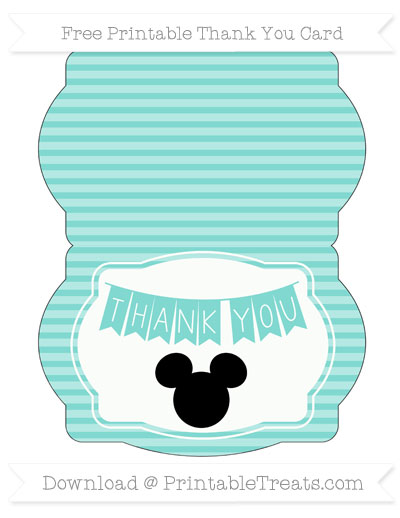 Tiffany Blue Horizontal Striped Mickey Mouse Thank You Card — Printable ...