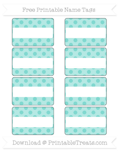 Free Tiffany Blue Polka Dot Simple Name Tags — Printable Treats.com