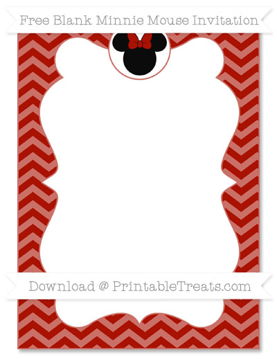 Free Turkey Red Chevron Blank Minnie Mouse Invitation — Printable ...