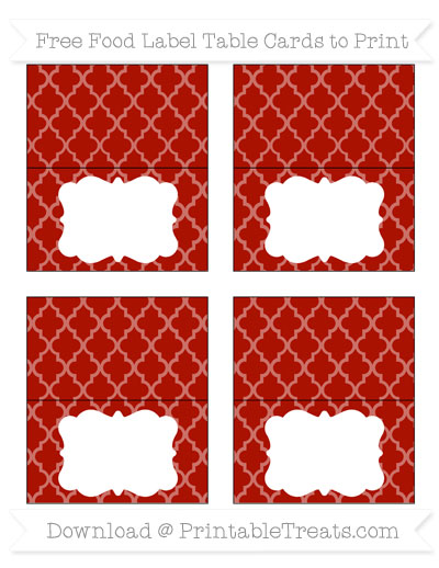 Free Turkey Red Moroccan Tile Simple Food Labels — Printable Treats.com