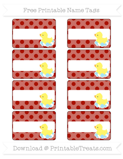 Free Turkey Red Polka Dot Baby Duck Name Tags — Printable Treats.com