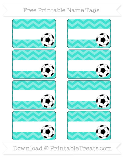 Free Turquoise Chevron Soccer Name Tags — Printable Treats.com