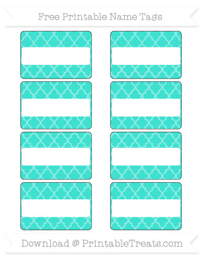 Free Turquoise Moroccan Tile Simple Name Tags — Printable Treats.com