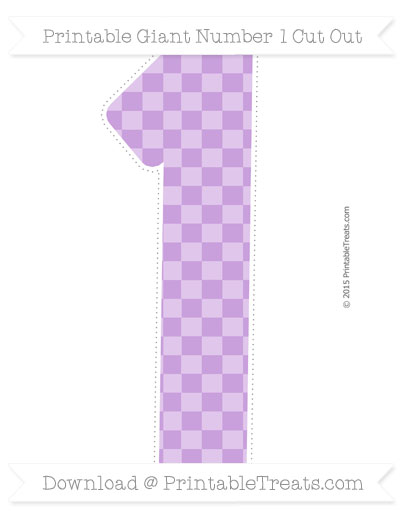 Wisteria Checker Pattern Giant Number 1 Cut Out — Printable Treats.com