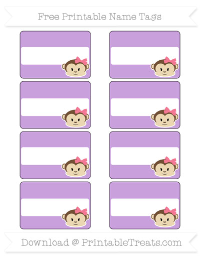 Free Wisteria Girl Monkey Name Tags — Printable Treats.com