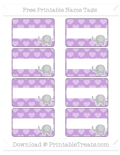 Free Wisteria Heart Pattern Elephant Name Tags — Printable Treats.com