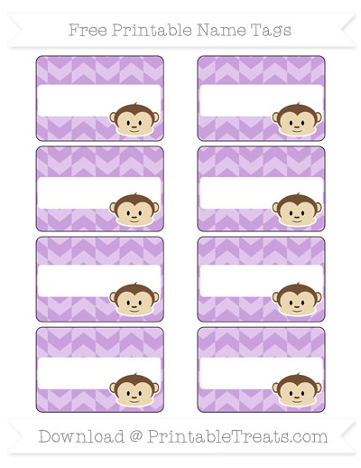 Free Wisteria Herringbone Pattern Boy Monkey Name Tags — Printable ...