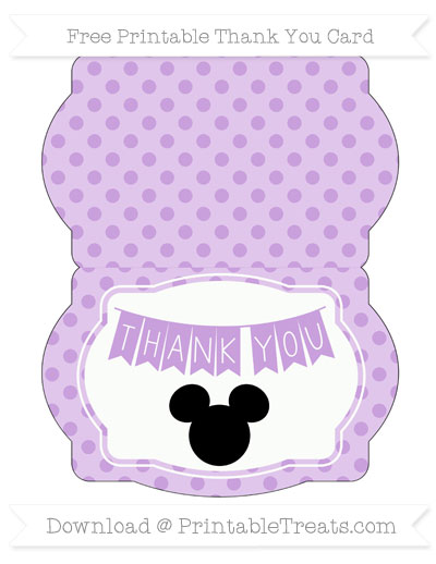 Wisteria Polka Dot Mickey Mouse Thank You Card — Printable Treats.com
