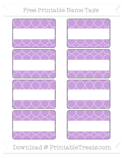 Free Wisteria Quatrefoil Pattern Simple Name Tags — Printable Treats.com