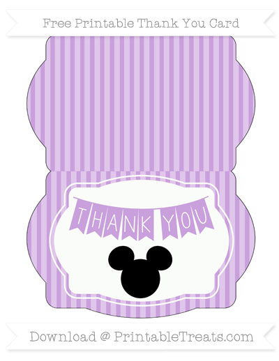 Wisteria Striped Mickey Mouse Thank You Card — Printable Treats.com