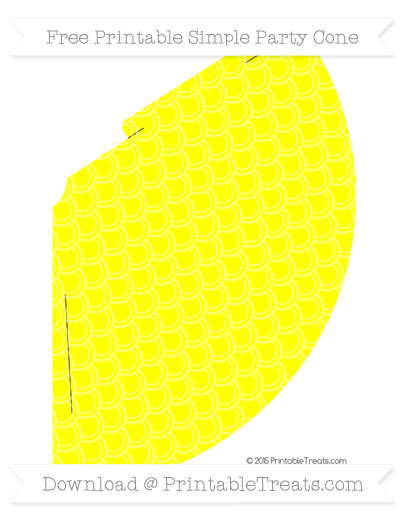 Free Yellow Fish Scale Pattern Simple Party Cone — Printable Treats.com